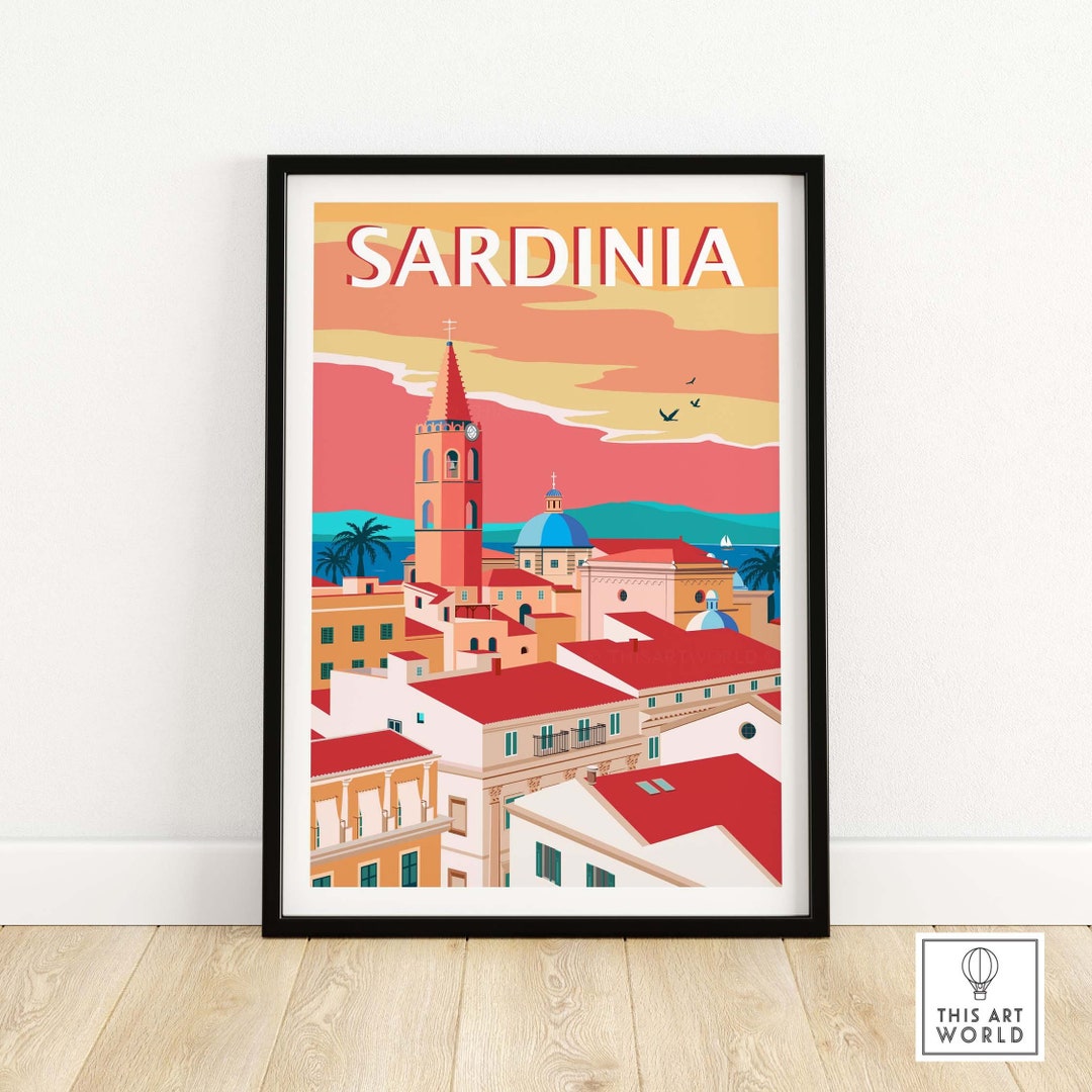 Sardinia Poster Italy Print Italian Wall Art Travel Poster Framed ...