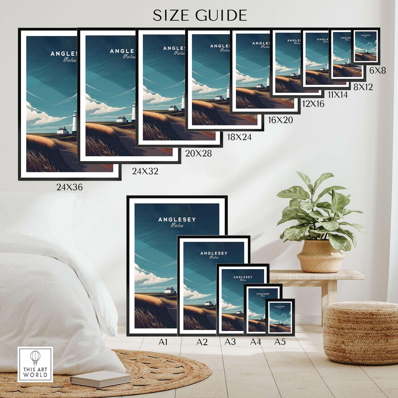 Anglesey Print Wall Art - Coastal Home Decor, Welsh Landscape Poster ...
