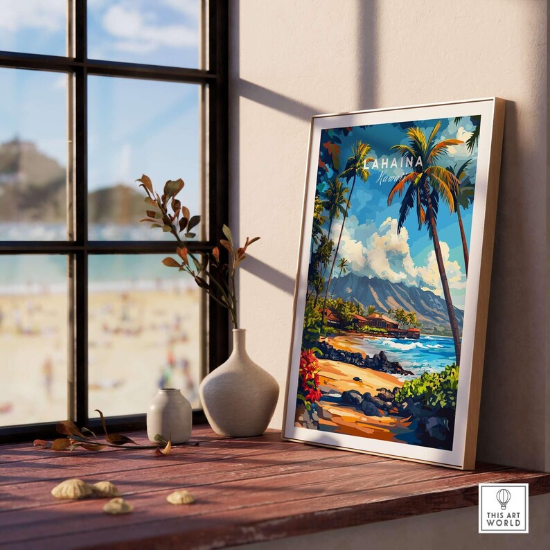Lahaina Print Hawaii Poster Lahaina Wall Art Lahaina Poster Artwork ...