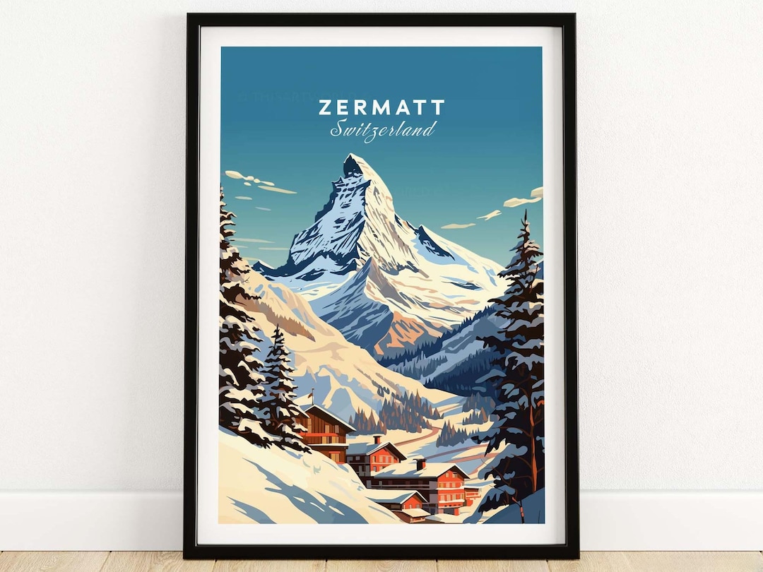 Zermatt Wall Art Travel Poster | Birthday Present | Wedding Anniversary ...