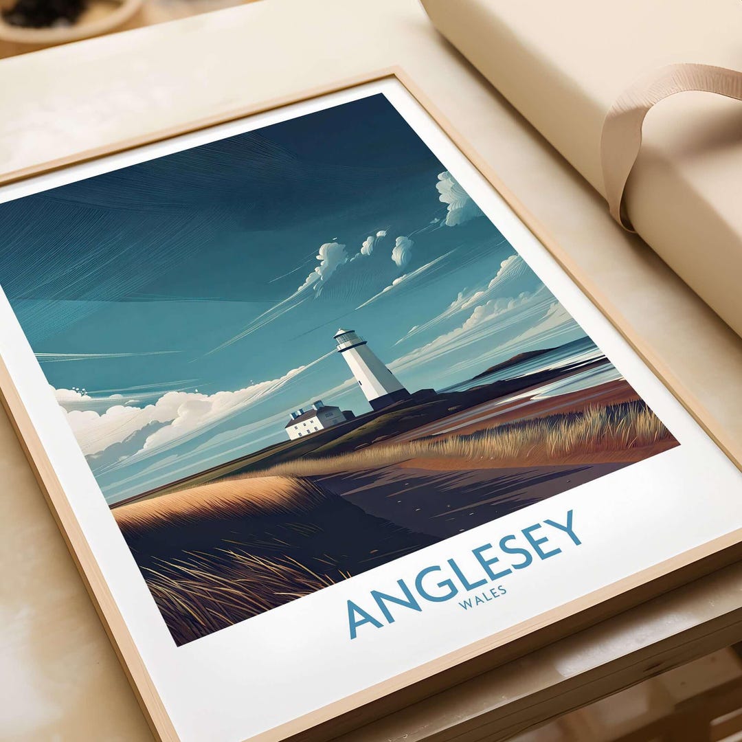 Anglesey Wales Poster Map Art Print, Coastal Wall Decor, UK Travel Gift ...