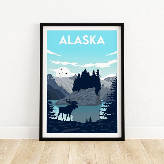 Alaska Poster Wall Art Print Wall Art Travel Poster | Etsy