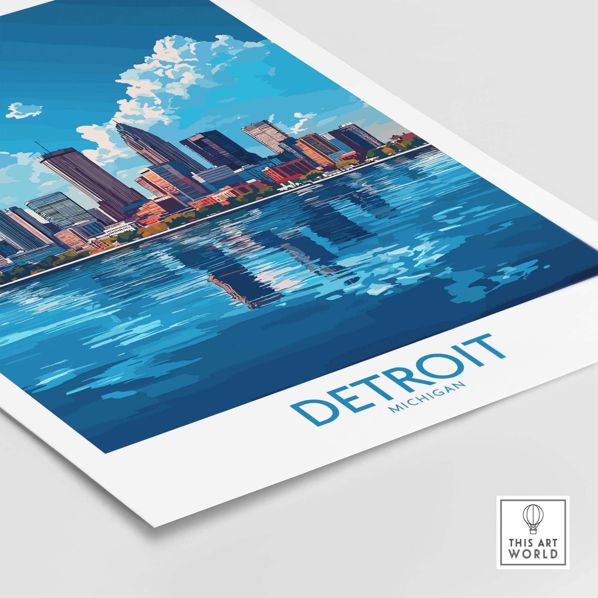 Detroit Travel Poster Detroit Wall Art Print Michigan Poster Detroit ...