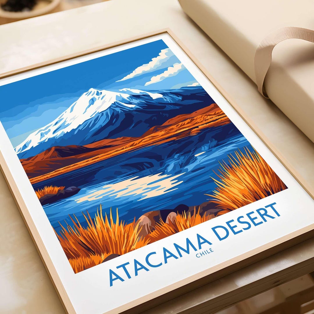 Atacama Desert Chile Travel Poster Print Atacama Wall Art Desert ...