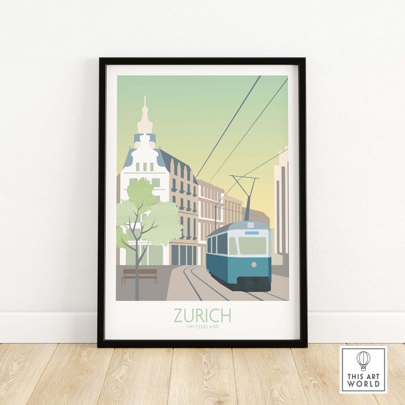 Zurich Print Zurich Wall Art Swiss Travel Poster Zurich - Etsy