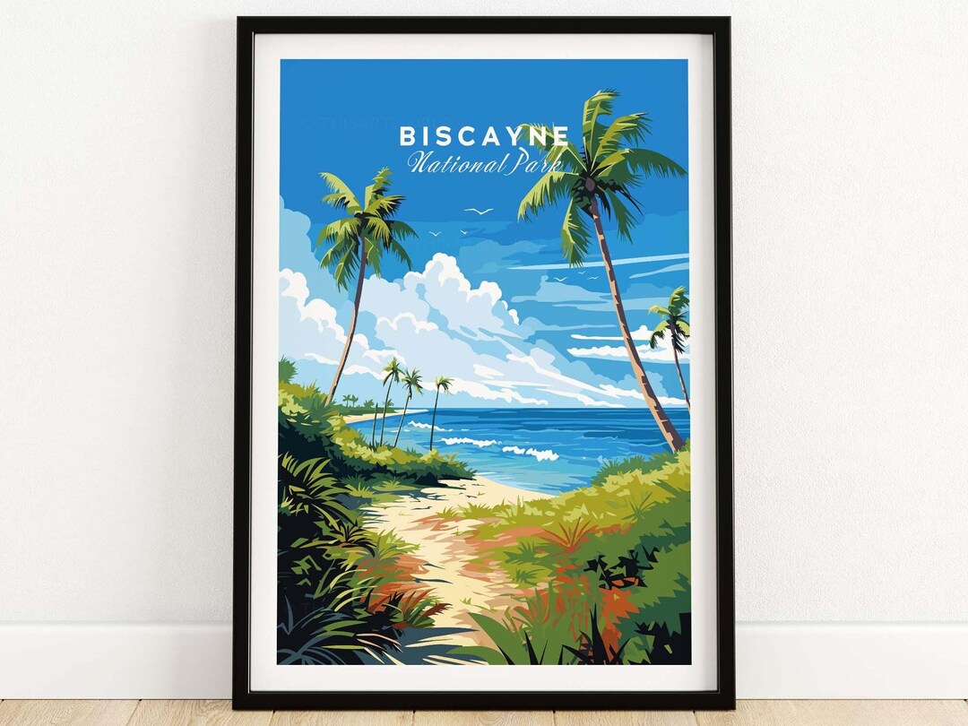 Biscayne Poster National Park Art Print Travel Print | Home Décor ...