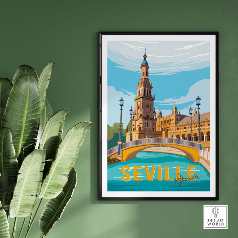 Seville Print Seville Spain Vintage Travel Poster Wall Art - Etsy