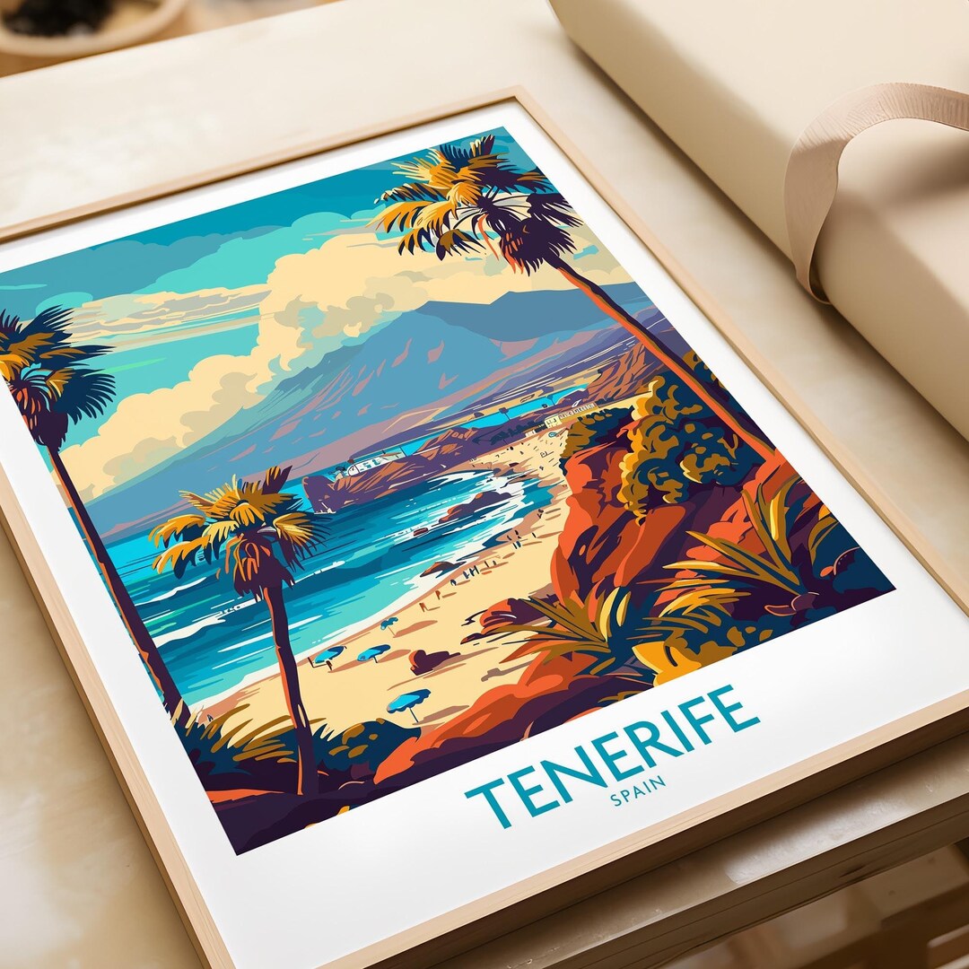 Tenerife Poster - Canary Islands Tenerife Wall Art Print Spain Travel ...