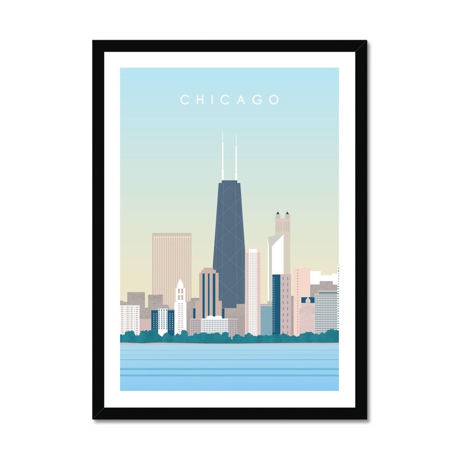 Chicago Print Wall Art Chicago Travel Poster Cityscape - Etsy