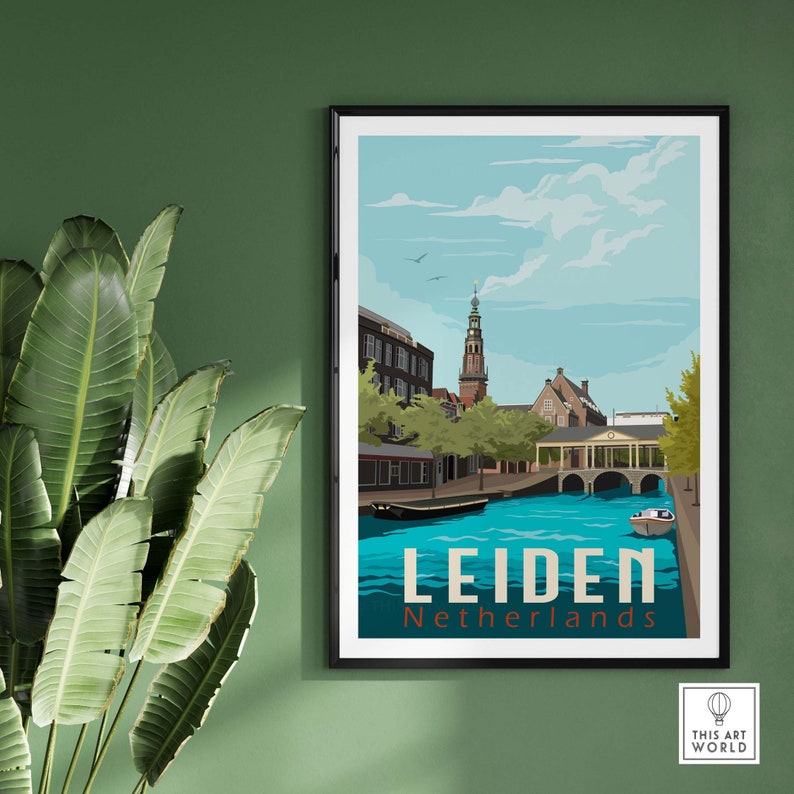 Leiden Netherlands Print University Wall Art Travel Poster - Etsy