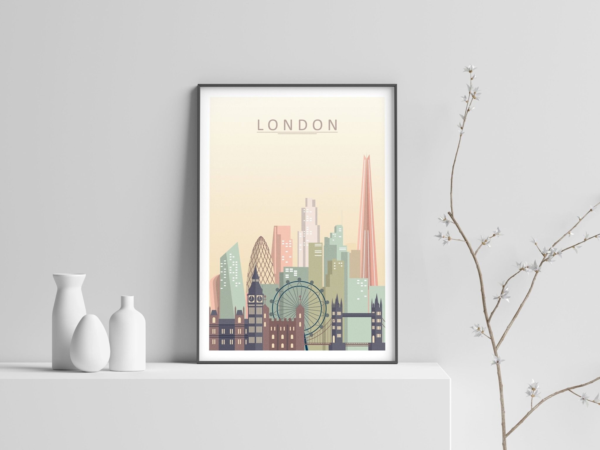 London Print London Skyline Print Wall Art Poster London | Etsy UK