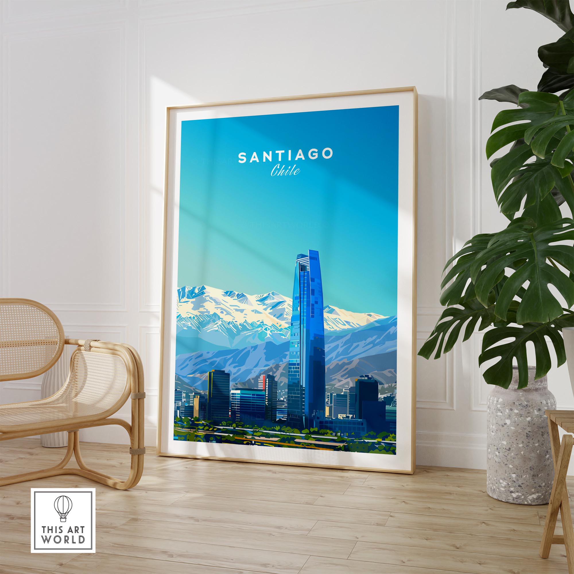 Santiago Travel Poster Chile Santiago Travel Print Wall Art Chile Wall ...