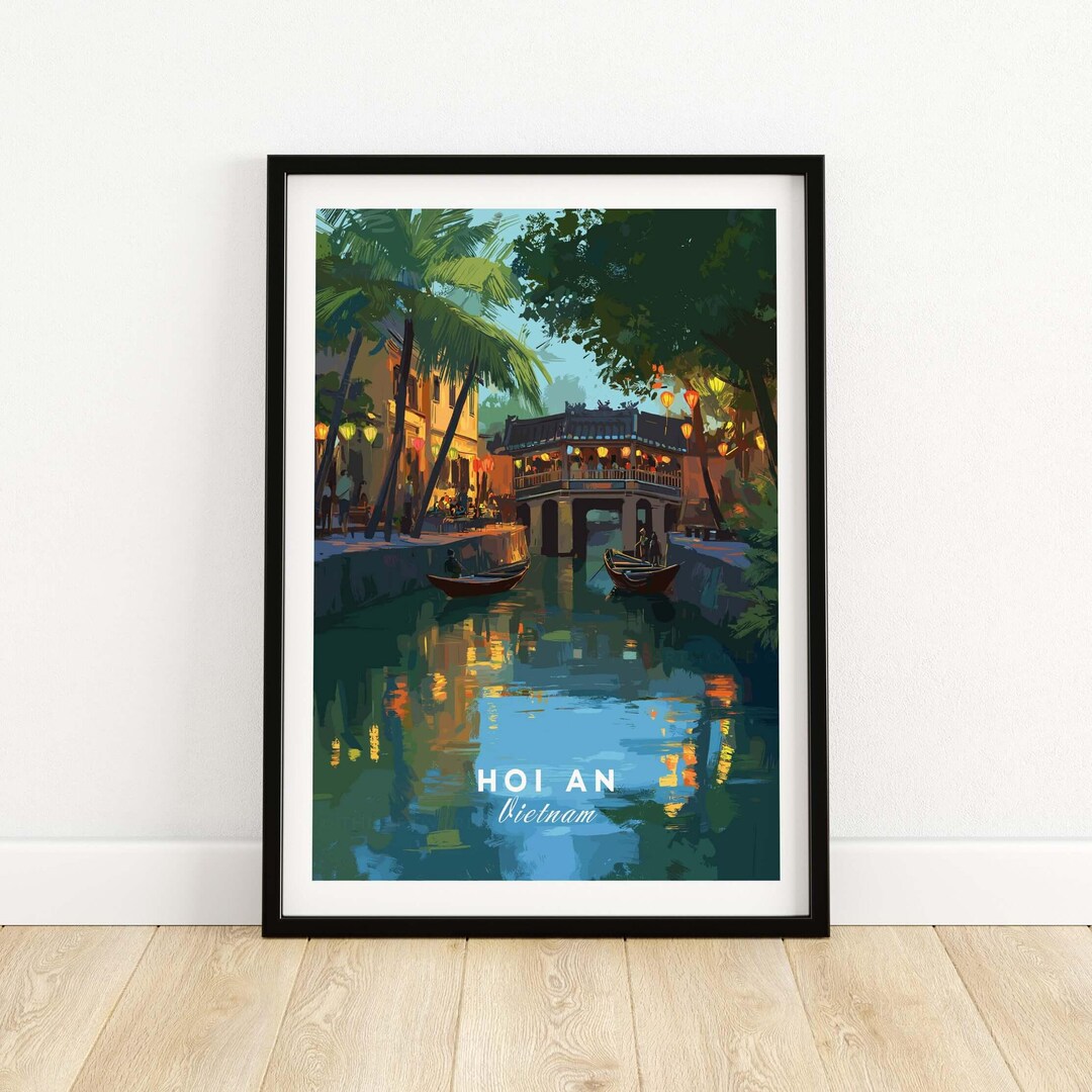 Hoi an Vietnam Poster, Iconic Landmark Wall Art Print, Vintage Travel ...
