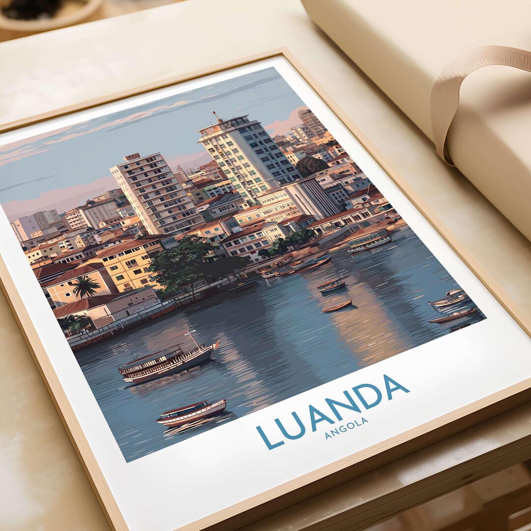 Luanda Cityscape Poster, Angola Travel Print, Urban Waterfront Art ...