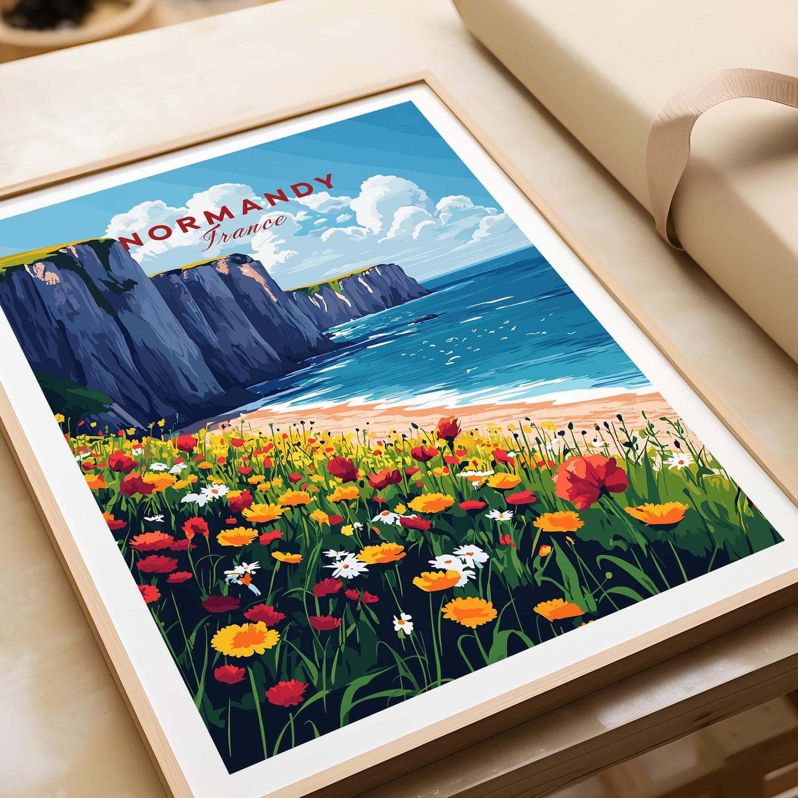 Normandy Wall Art Print Travel Poster Normandy Wall Decor Normandy Art ...