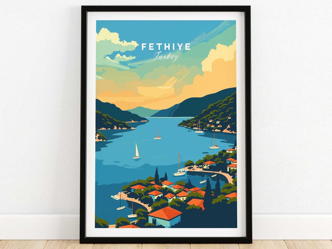 Fethiye Print - Turkey - Modern Travel Decor Fethiye Wall Art Poster ...
