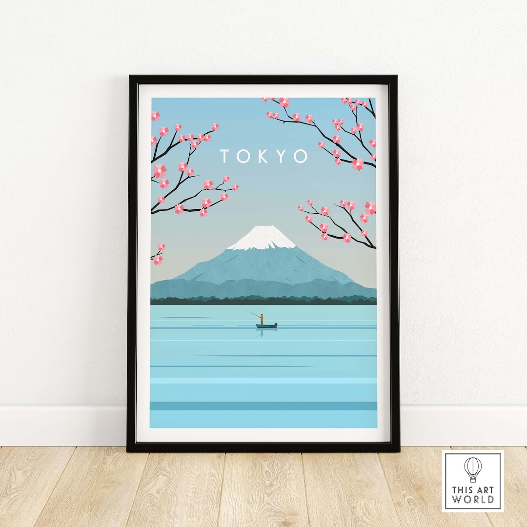Tokyo Print | Japan Travel Poster | Tokyo Japanese Cherry Blossom Wall ...