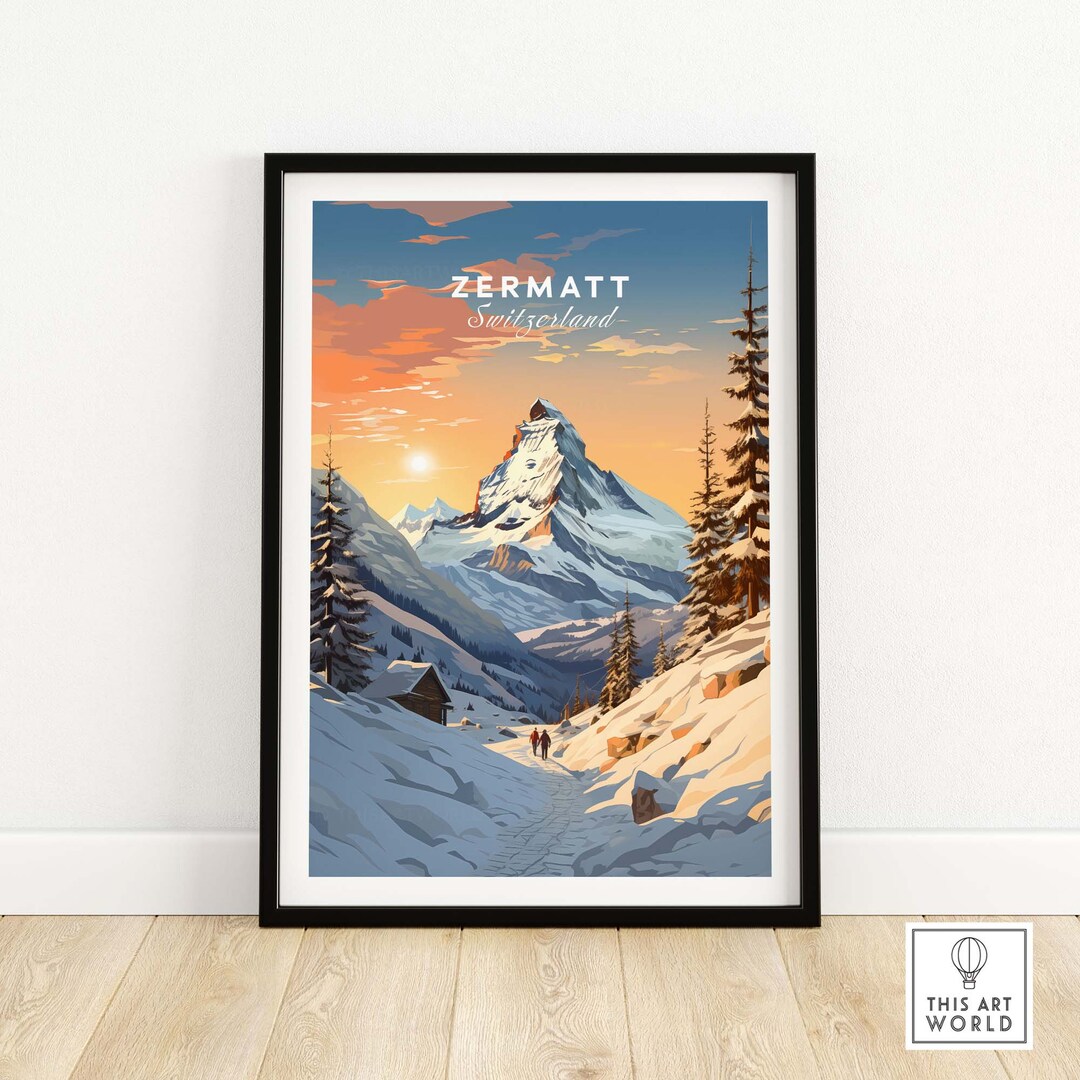 Zermatt Poster Travel Poster Birthday Present Wedding Anniversary Gift ...