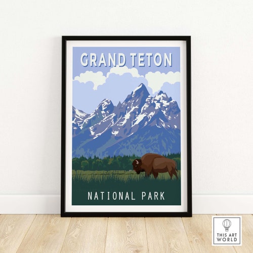 Grand Teton National Park Minimalist Poster Art Print - Etsy