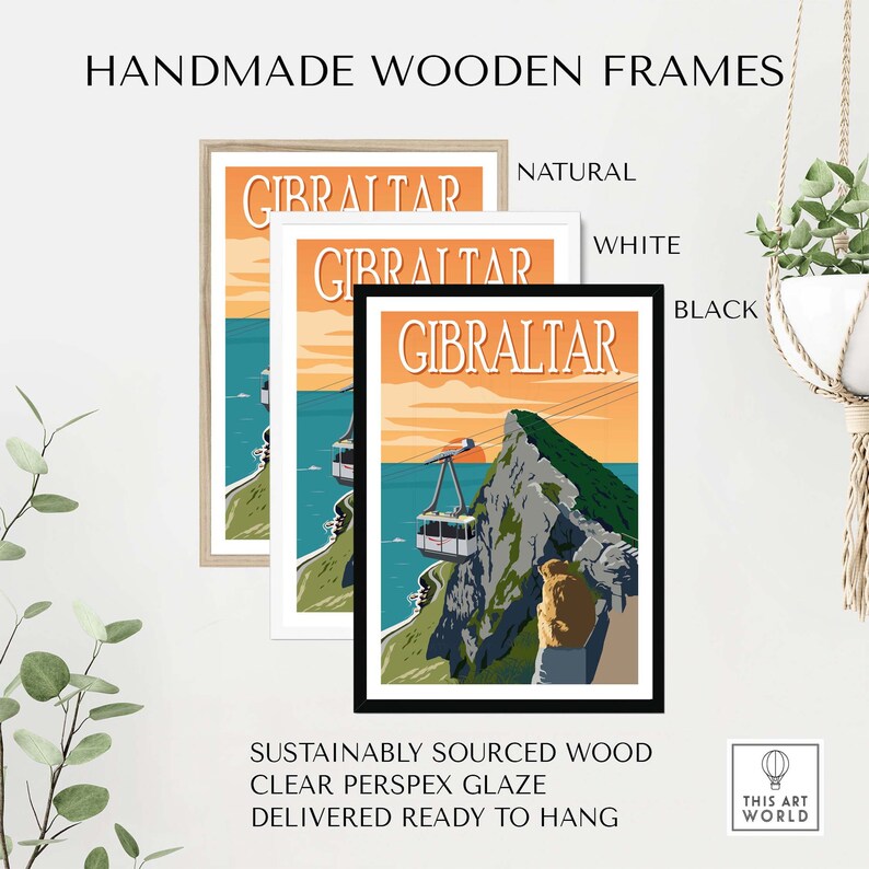 Gibraltar Travel Poster: Retro Style Wall Art - Framed or Unframed - Etsy