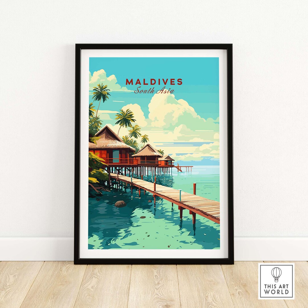 Maldives Travel Poster | Travel Poster | Birthday Present | Wedding ...