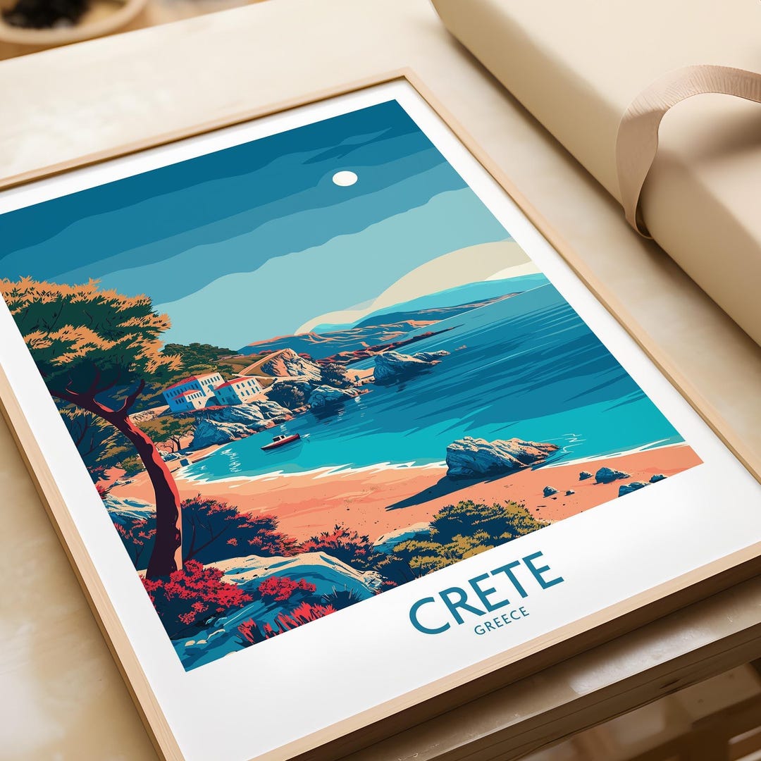 Crete Island Travel Poster - Greek Wall Art for Home Decor and Crete ...