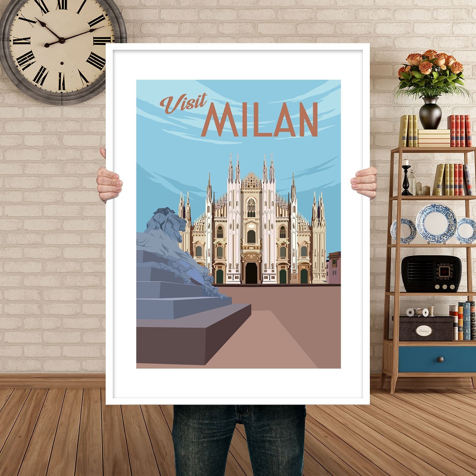 Milan Vintage Travel Poster Milan Italy Framed Print Retro | Etsy
