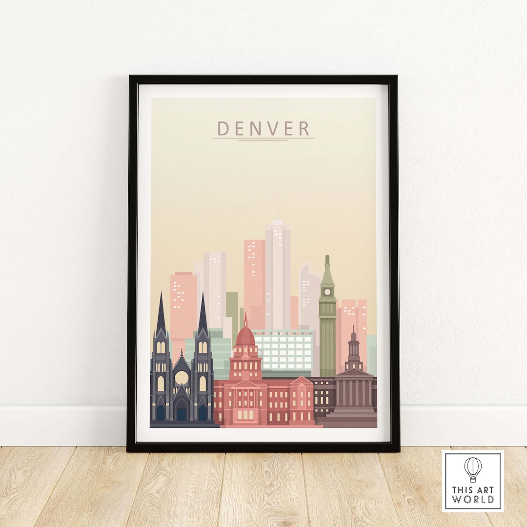 Denver Skyline Print Wall Art Poster Denver Colorado Gift - Etsy