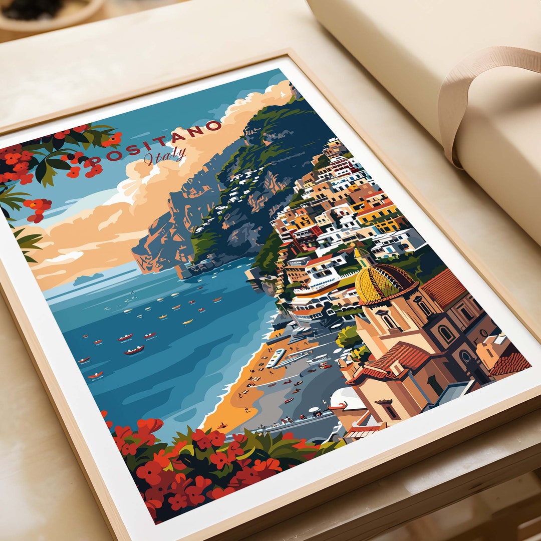 Positano Poster Italy Amalfi Coast Positano Wall Art Italy Travel ...