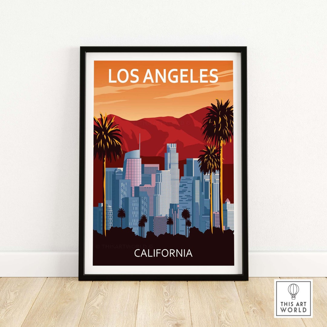 Los Angeles Wall Art Print | LA Poster | Los Angeles California Wall ...