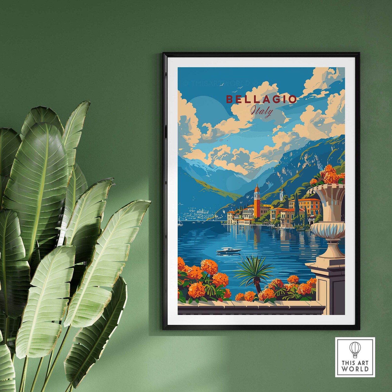 Bellagio Travel Poster Lake Como Italy Travel Poster Bellagio Artwork ...