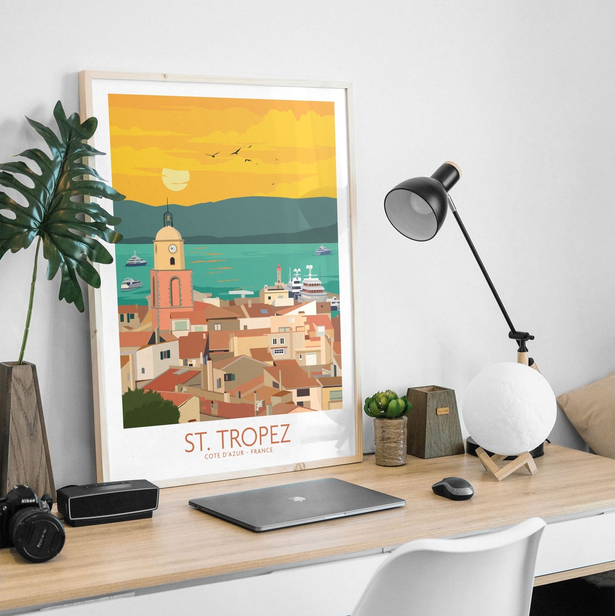 St Tropez Poster Print France Wall Art Côte d'Azur | Etsy