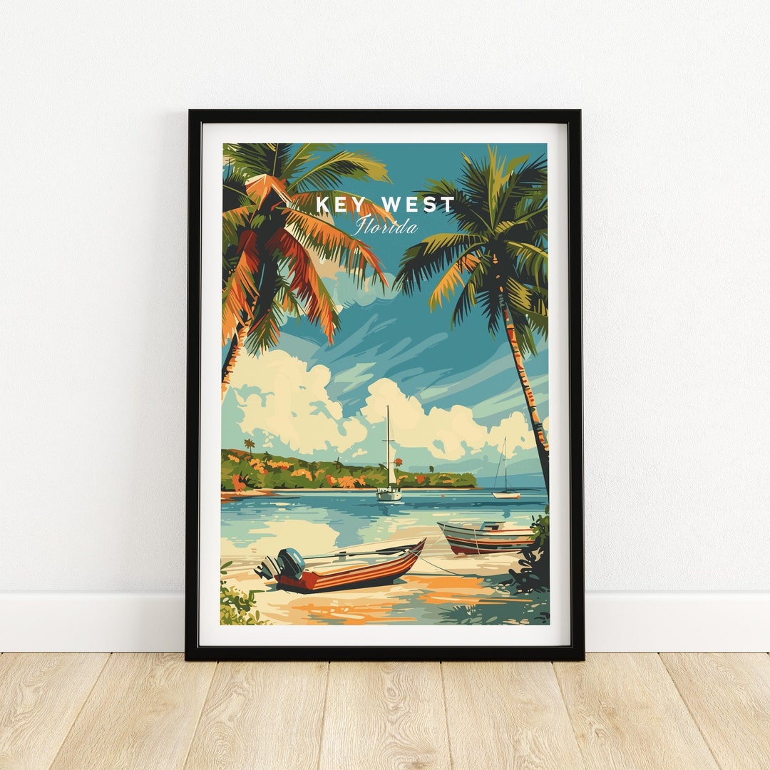 Key West Poster Florida Beach Wall Art Gift Key West Print for Office ...