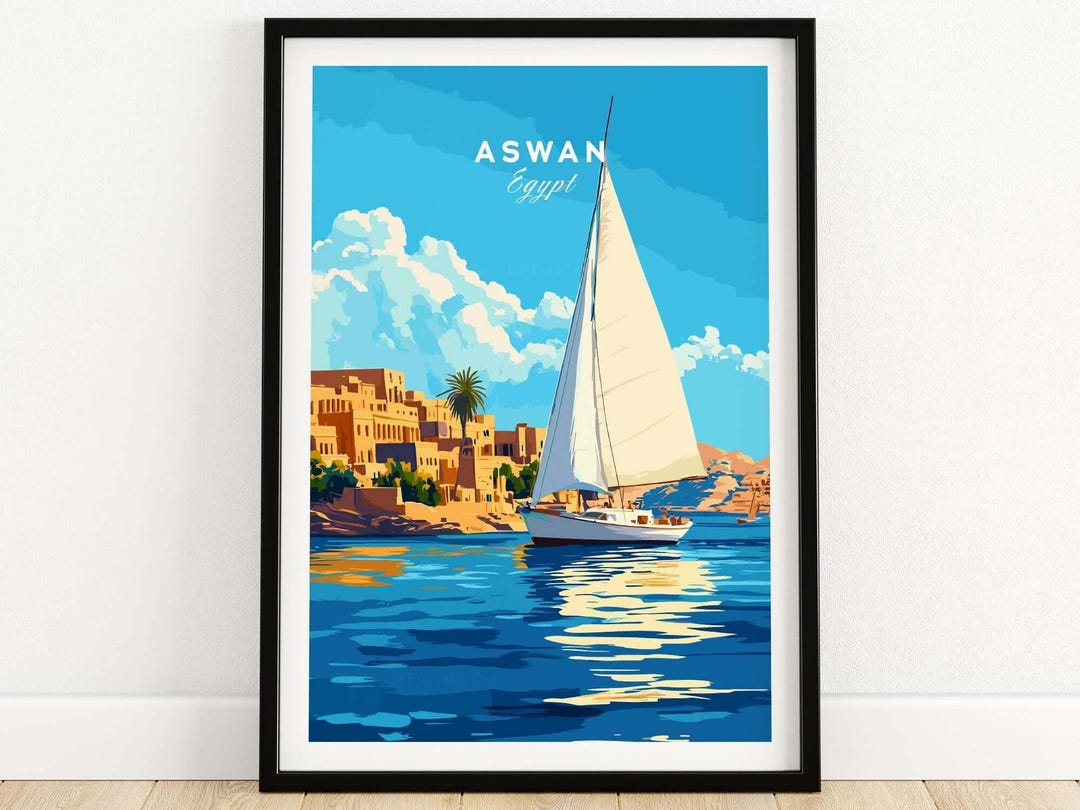Aswan Print Egypt - Aswan Travel Poster Birthday Present Aswan Wedding ...