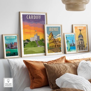 Cardiff Poster Print Wales | Welsh Travel Poster | Cardiff Castle Wall ...