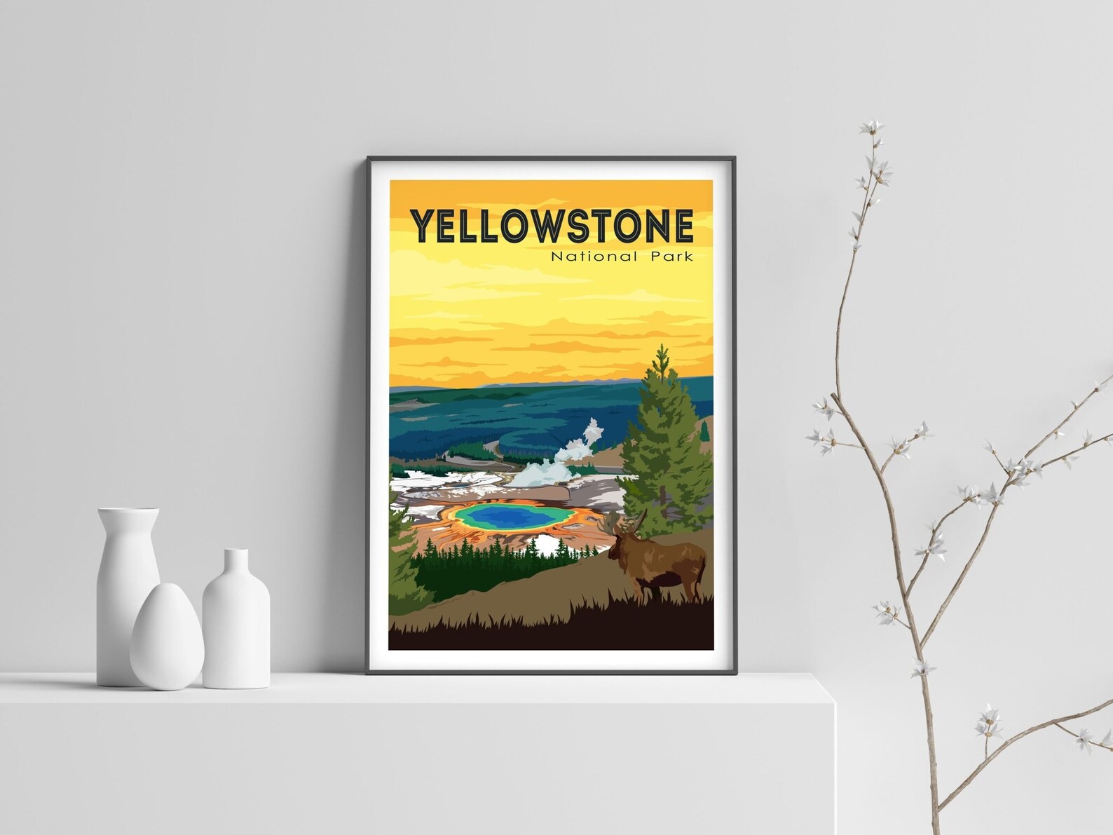 Yellowstone Print National Park Vintage Poster Yellowstone | Etsy