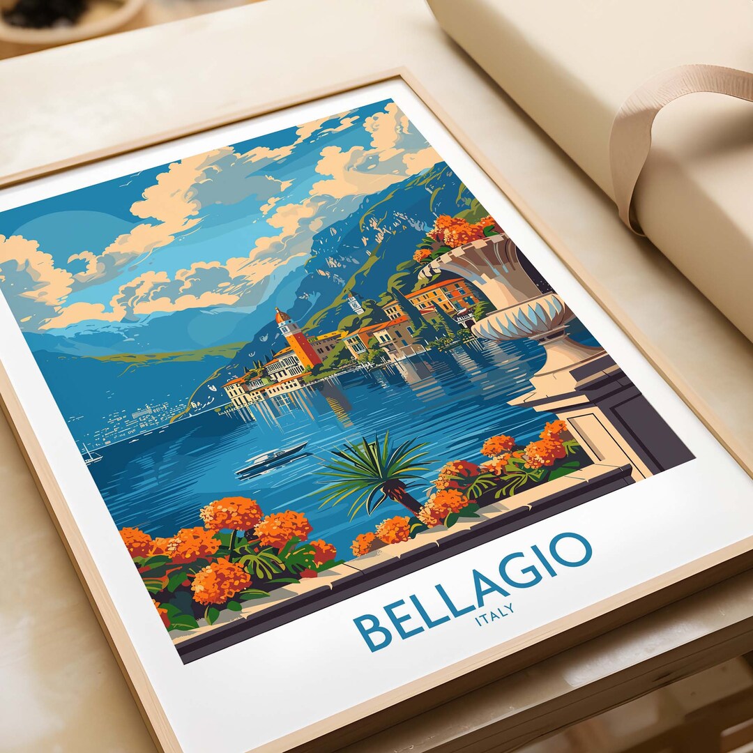 Bellagio Travel Print Lake Como Italy Travel Poster Bellagio Artwork ...