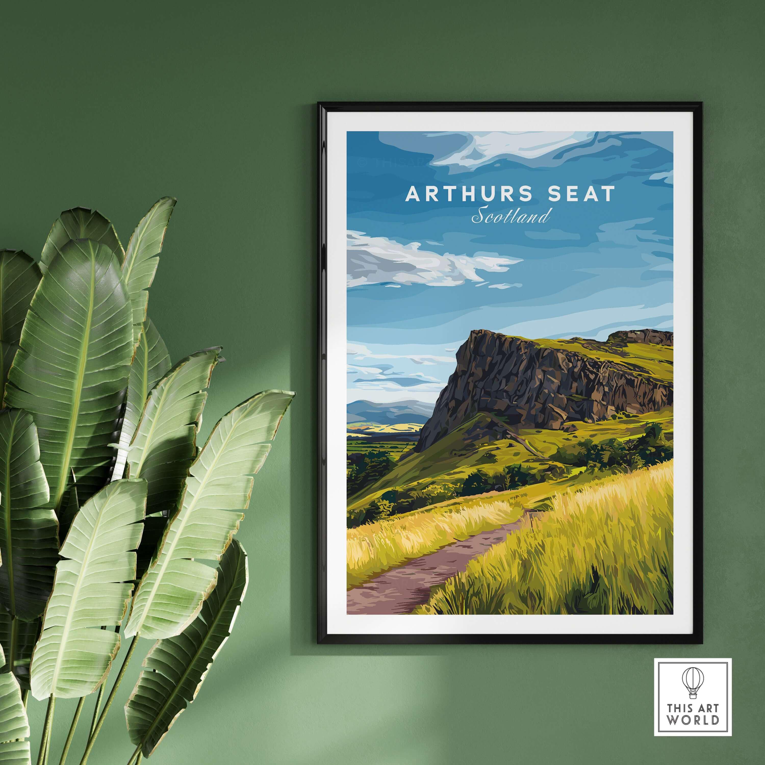 Arthur's Seat Poster Travel Print Edinburgh Scotland Wall Art Arthur's ...