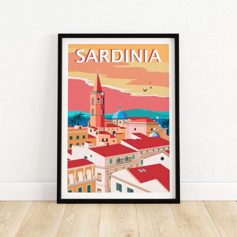 Sardinia Poster Italy Print Italian Wall Art Travel Poster | Etsy