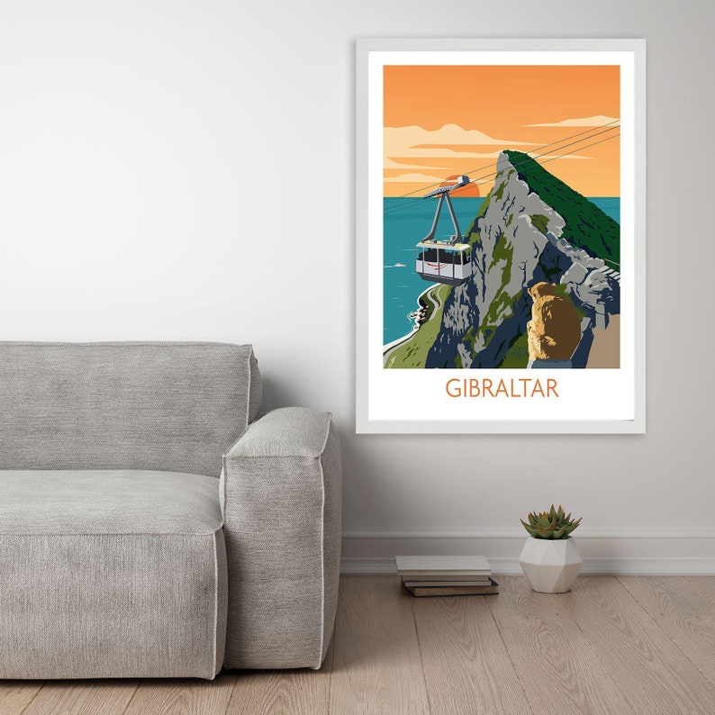 Gibraltar Travel Poster Art Print Wall Art Travel Poster | Etsy