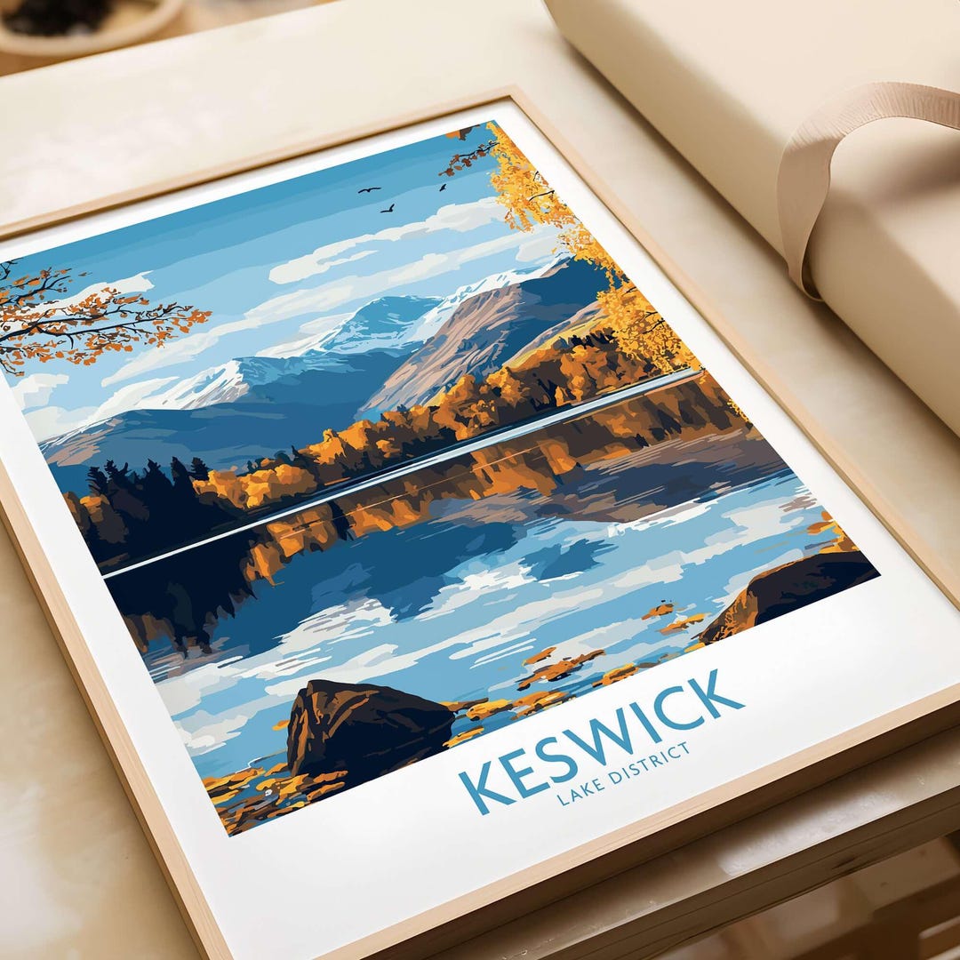 Keswick Wall Art Print Lake District Poster Keswick Poster Artwork ...