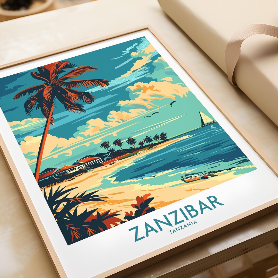 Zanzibar Travel Poster - Tanzania Zanzibar Travel Print Wall Art ...