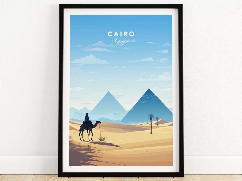 Cairo Poster - Pyramids Travel Poster | Birthday Present | Wedding ...