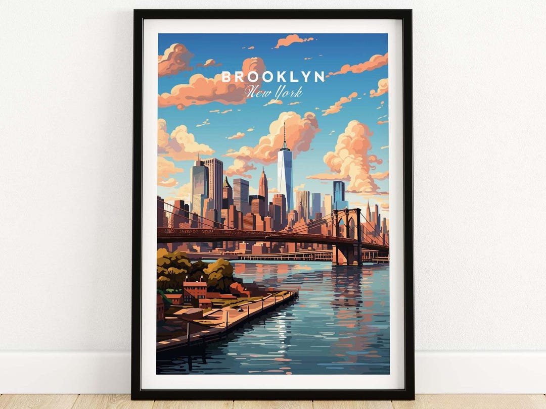 Brooklyn Print Travel Poster | Birthday Present | Wedding Anniversary ...