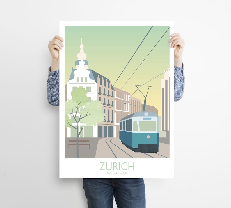 Zurich Print Zurich Wall Art Swiss Travel Poster Zurich | Etsy