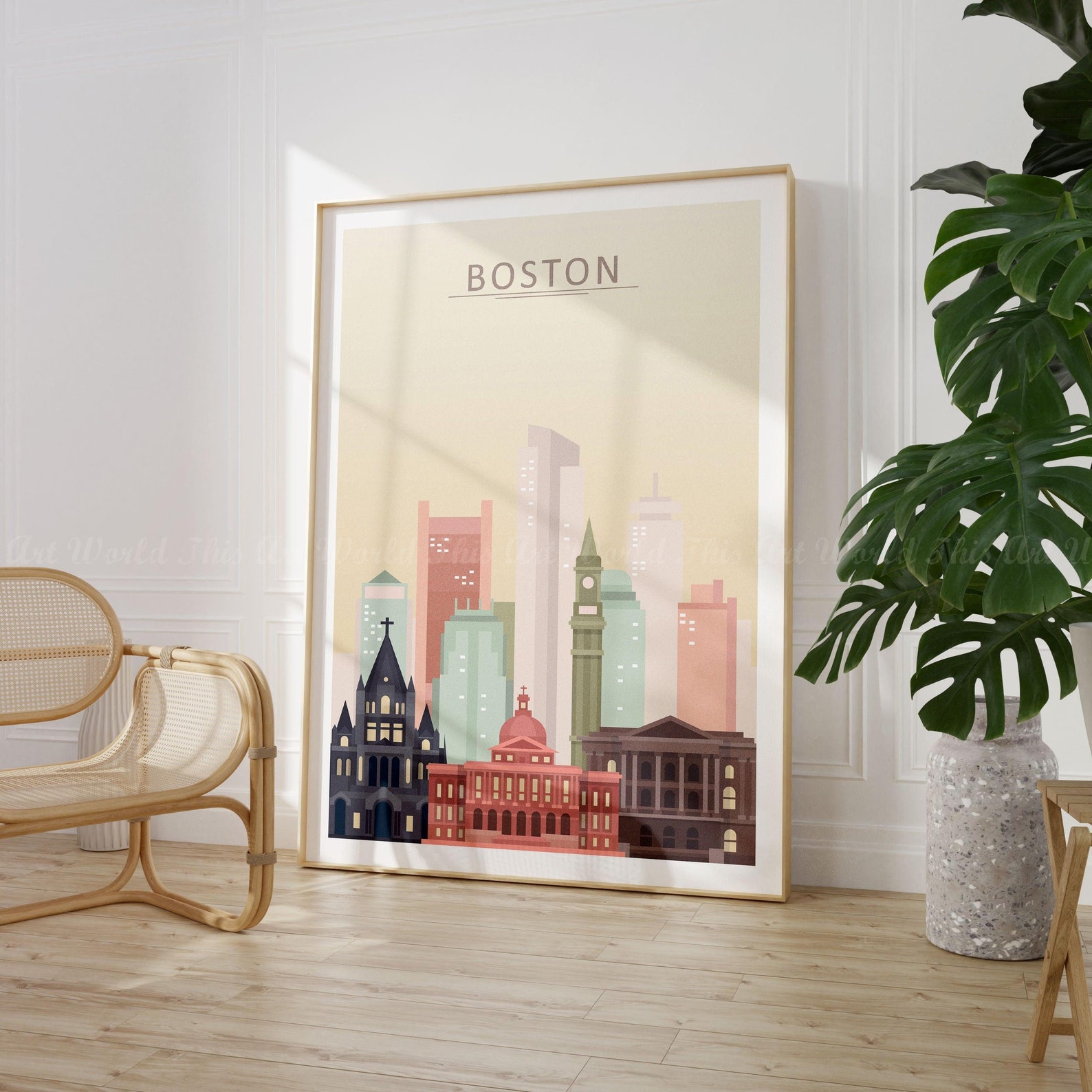 Boston Skyline Poster Boston Wall Art Print Boston City - Etsy