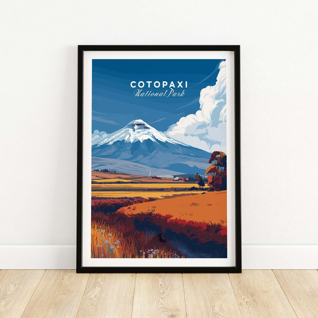 Cotopaxi National Park Ecuador Travel Print Volcano Landscape Poster ...