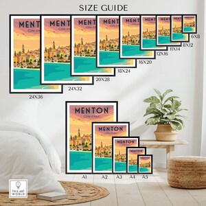 Menton Print | Menton Poster | France Wall Art | Menton Travel Poster ...