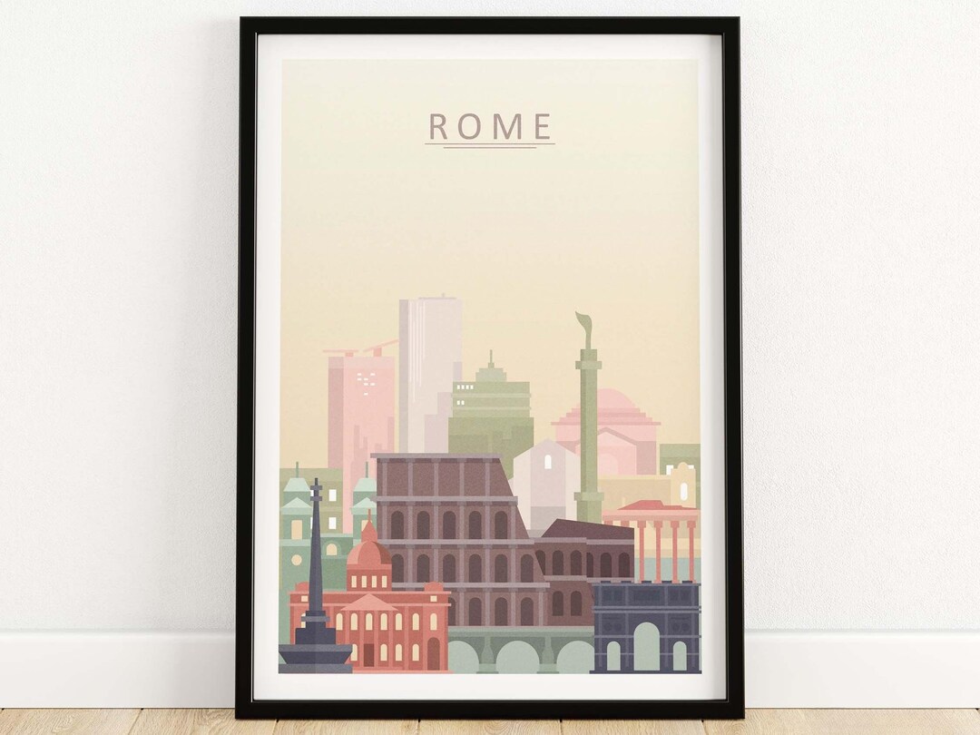 Rome Skyline Print | Wall Art Poster | Rome City Wall Art | Rome Italy ...