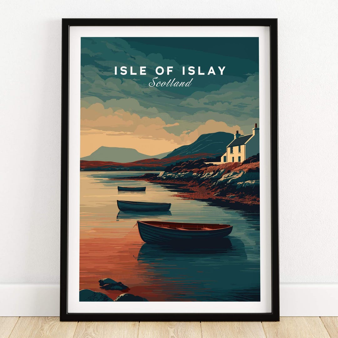 Scottish Isle of Islay Wall Art, Coastal Boats, Harbor Scene (framed or ...